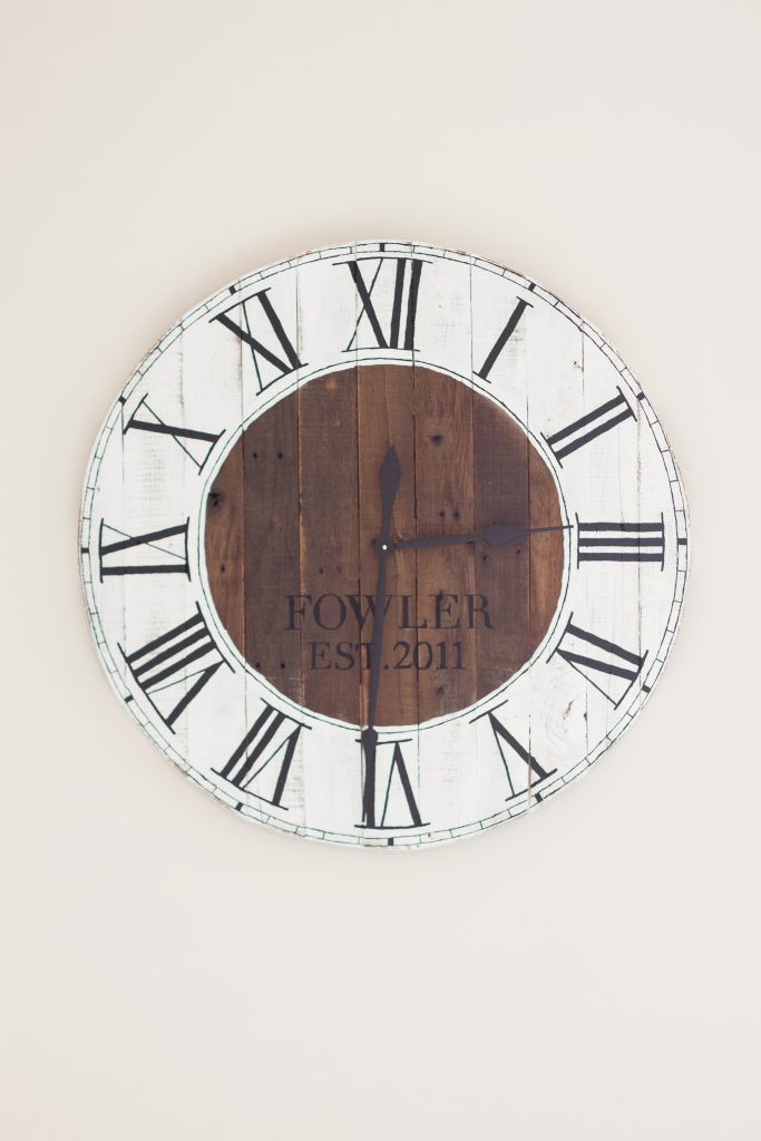 DIY Pallet Wood Farmhouse Clock - Gather and Flourish